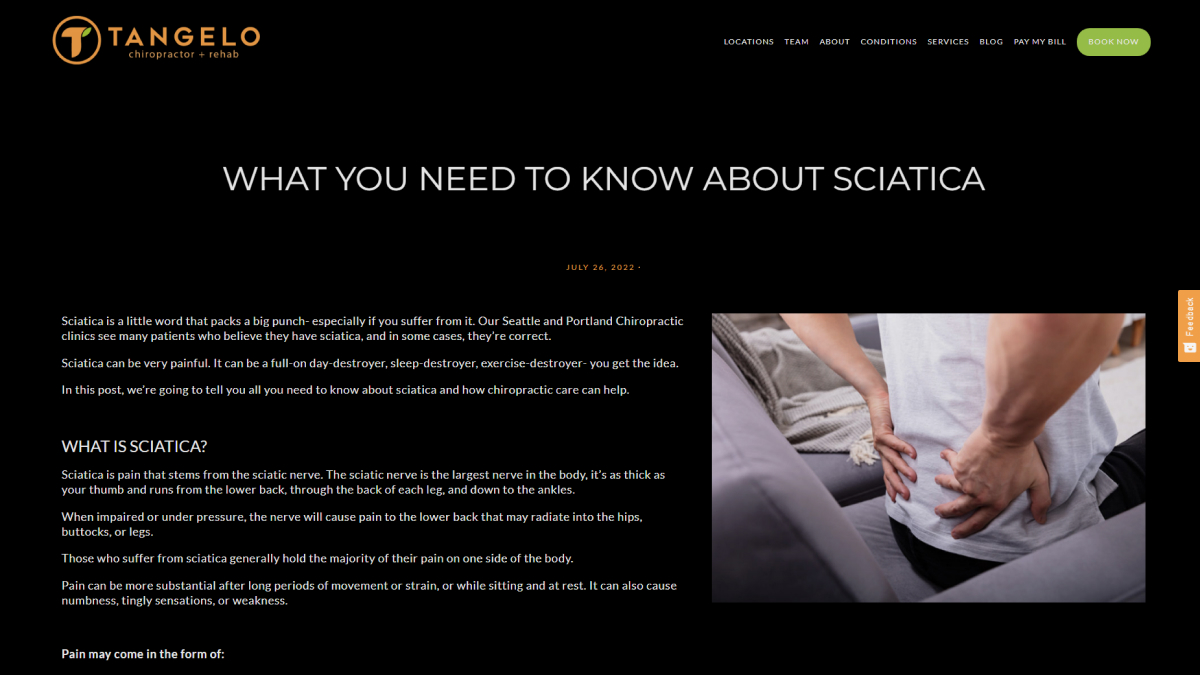 Sciatica Treatment in Seattle and Portland | Tangelo